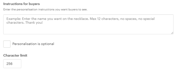 Customization and personalization for Etsy products — Shop Uploader