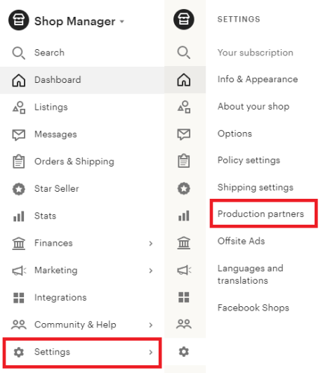 Creating an Etsy Production Partner